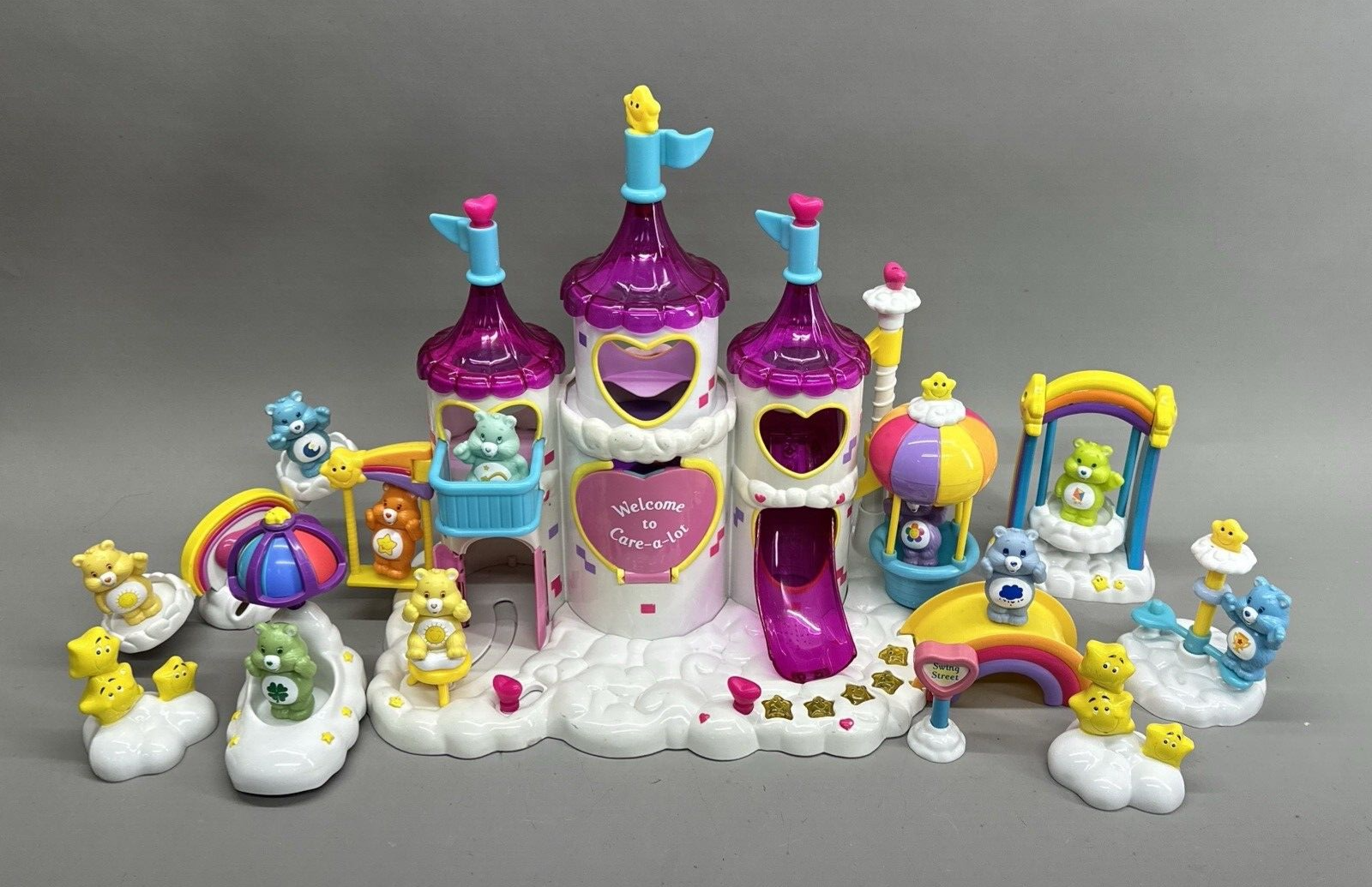 Original Vintage Care Bears Care A Lot Castle Lights + Sounds & 10 Bear ...