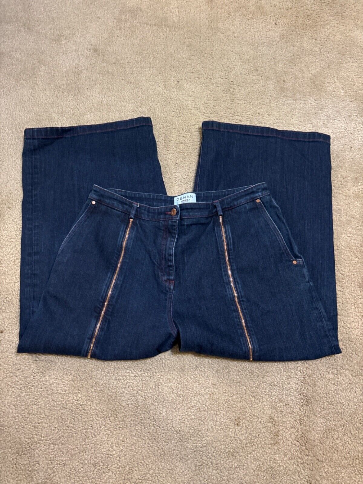 Osman Size 2 Wide Leg Front Zip Culottes Dark Wash Denim Jeans Trendy ...