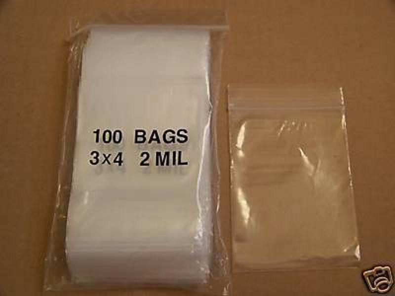 FMG Plastic Bag 3X4 Zip Lock Clear Bags Small Organizer Jewerly 100 ...