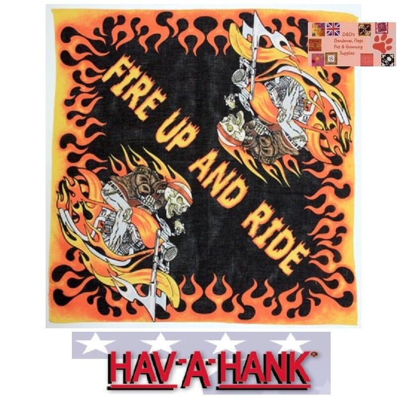 FIRE UP&RIDE Skeleton SKULL Fire Chopper Biker BANDANA Head Face Neck ...