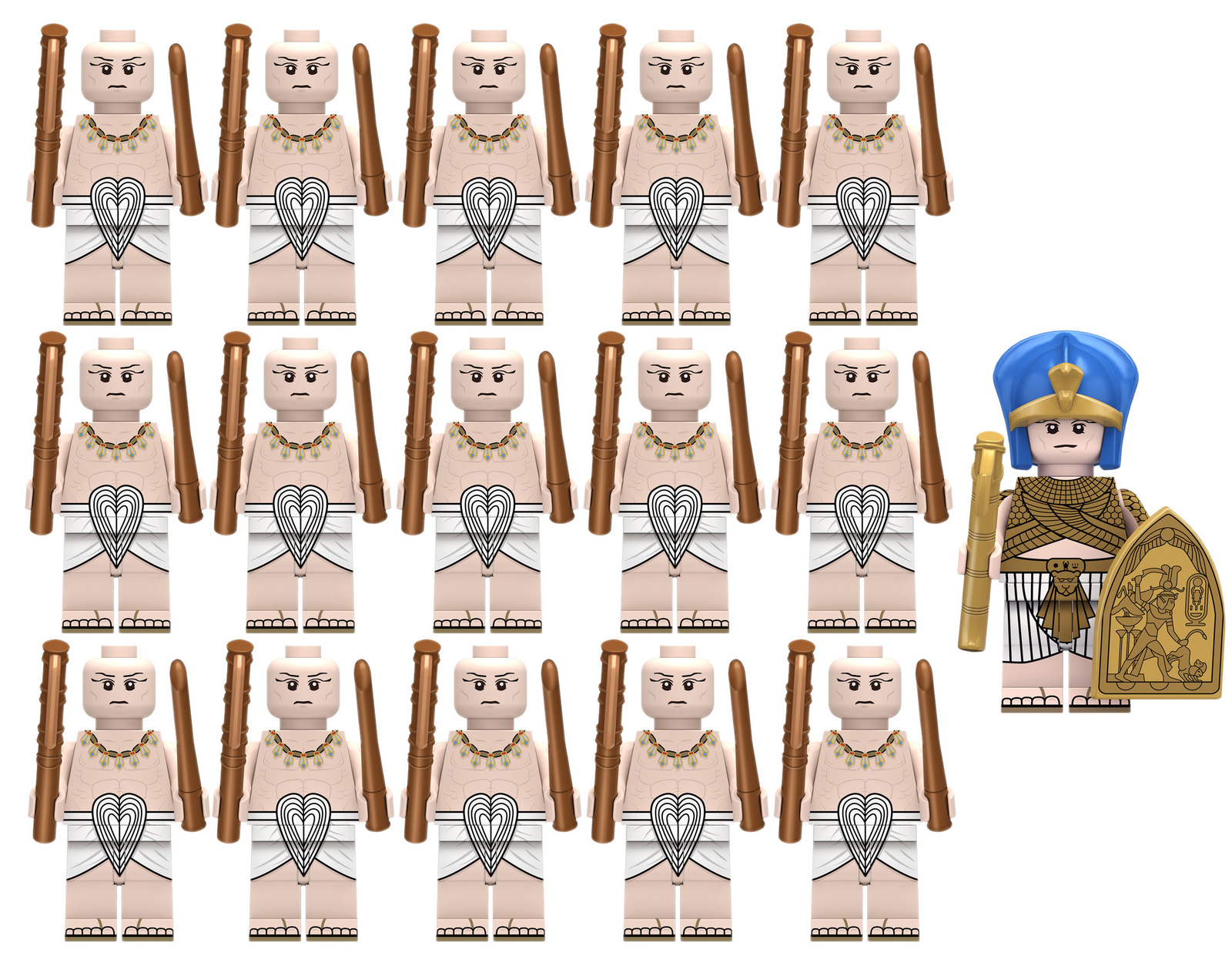 Egyptian Pharaoh King Tut & Light Boomerang Army 16 Minifigure Building ...