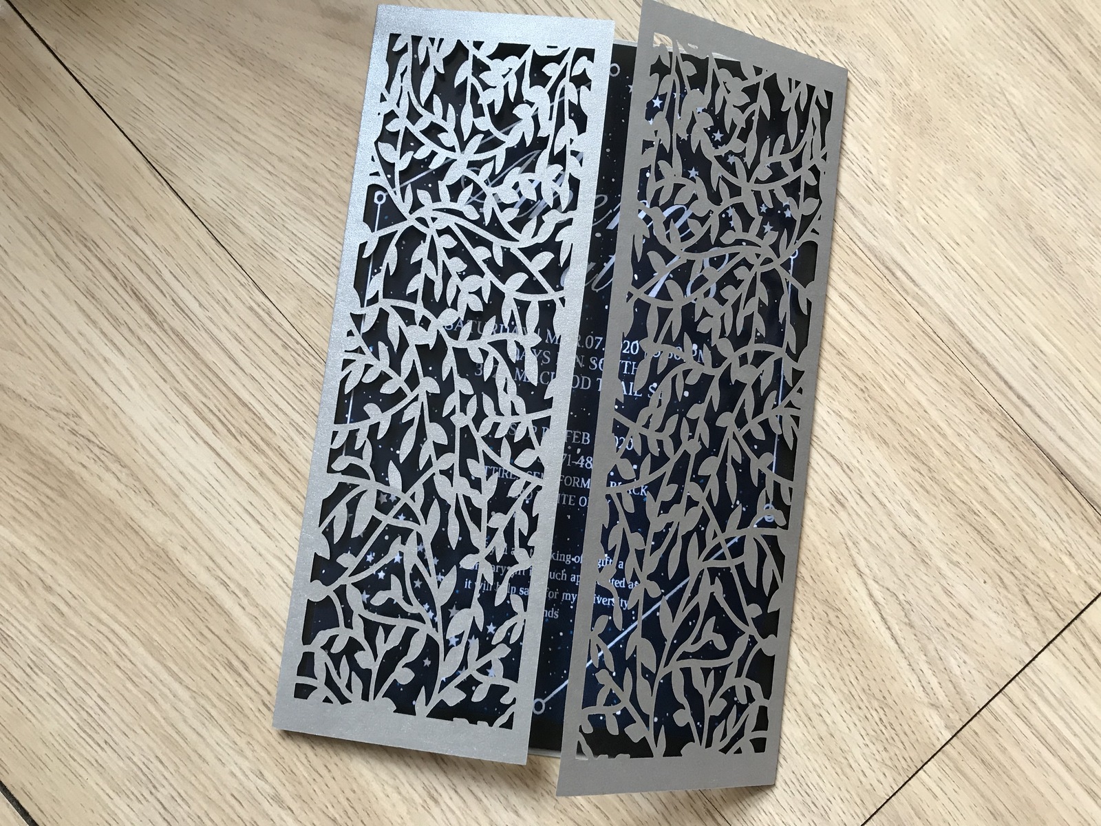 50pcs Leaf silver Laser cut invitation cards,laser cut wedding ...