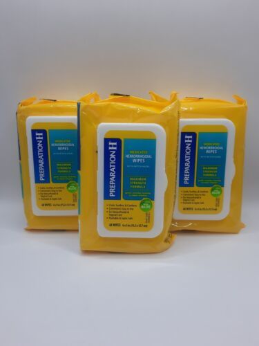 *3* PreparationH Medicated Wipes Gentle Cleansing 48 Wipes Each Exp 09/ ...