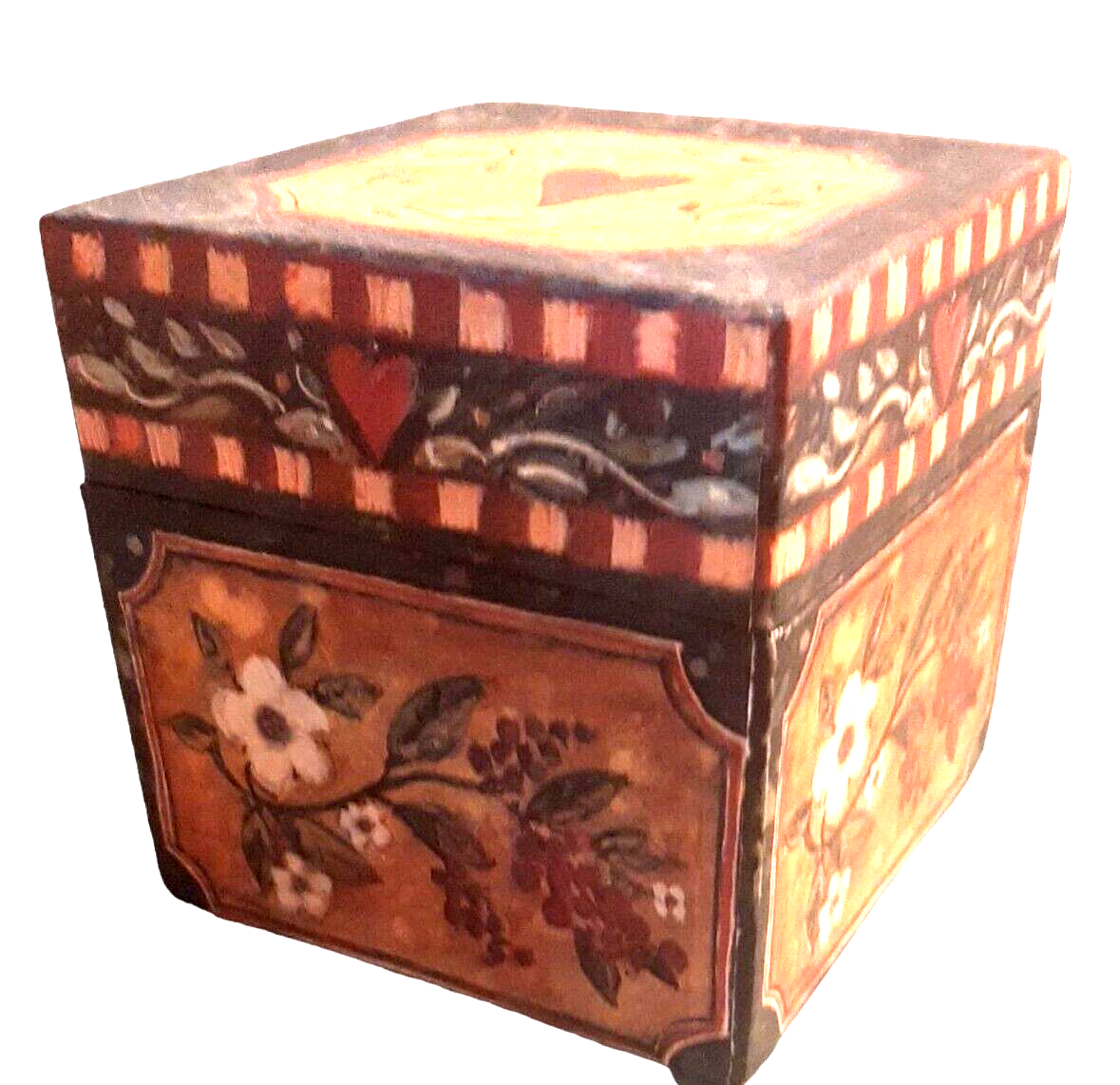 Bobs Boxes Folk Art Heart Box Heavy Paperboard Container 4 Inch Square ...