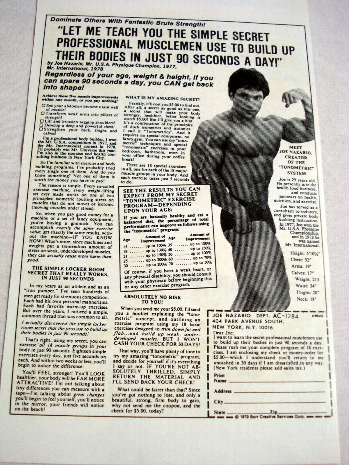 1984 Ad Tonometric System Featuring Joe Nazario, Mr. USA Physique ...