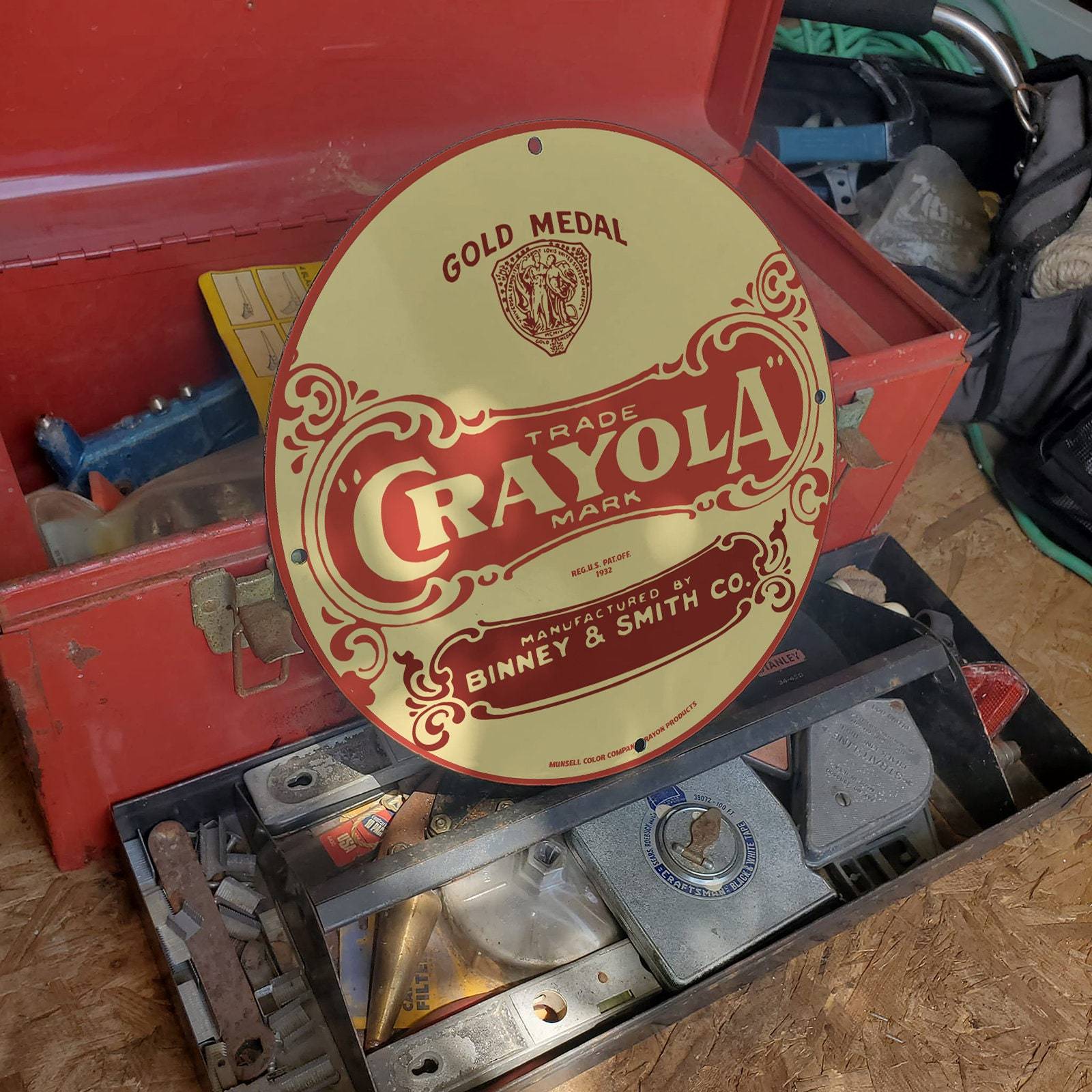 Vintage 1932 Crayola Crayons Binney & Smith Co. Porcelain Gas And Oil ...