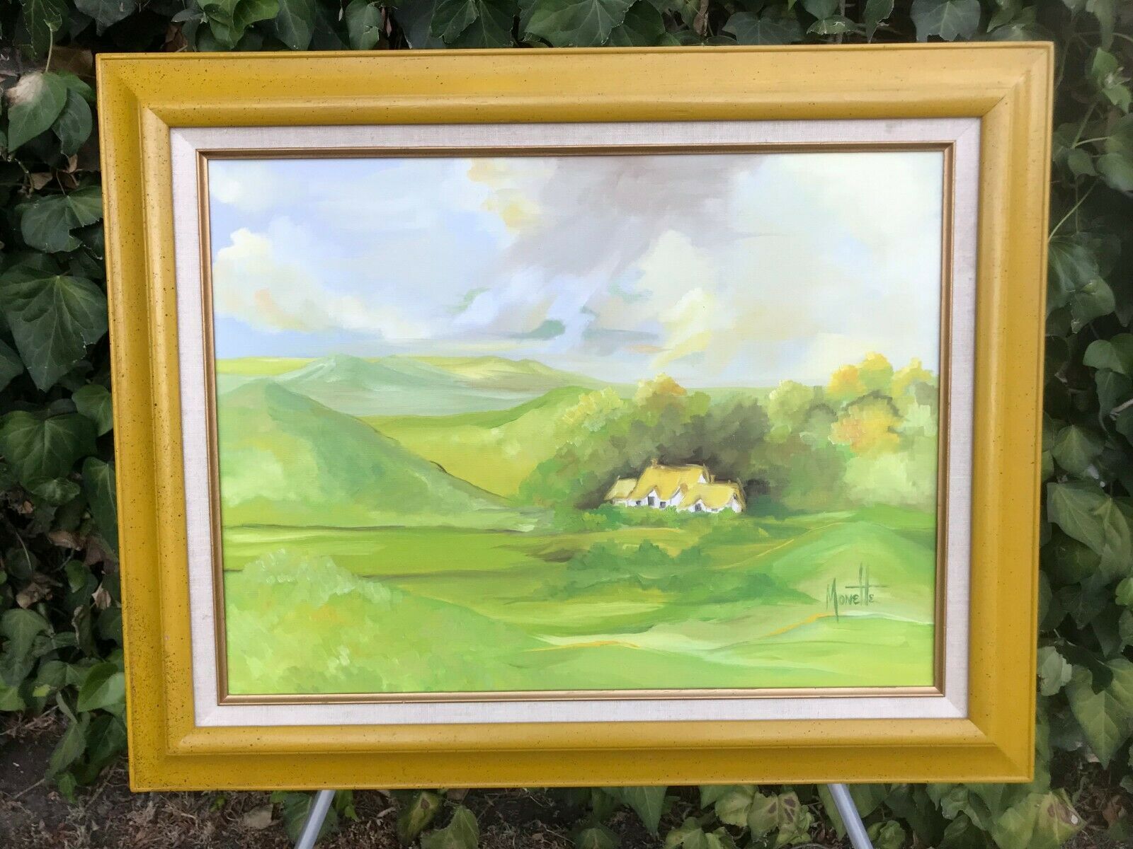 MONETTE Original 1960s MODERN LANDSCAPE VINTAGE MID CENTURY Canvas on ...
