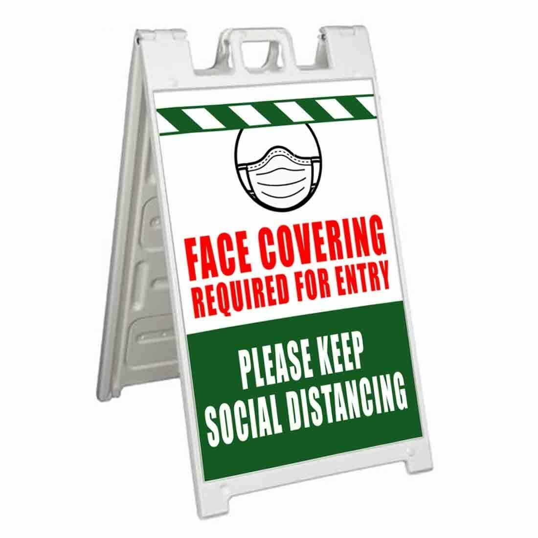 FACE COVERING GREEN Signicade 24x36 Aframe Sidewalk Sign Banner Decal ...