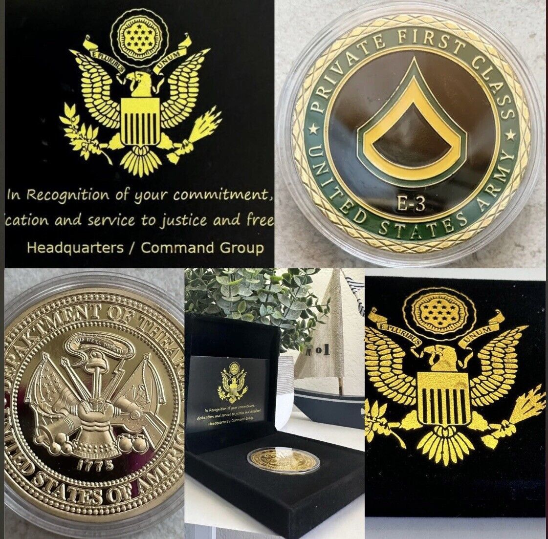 US ARMY " PRIVATE FIRST CLASS E-3 " Challenge Coin USA AMY - Current ...
