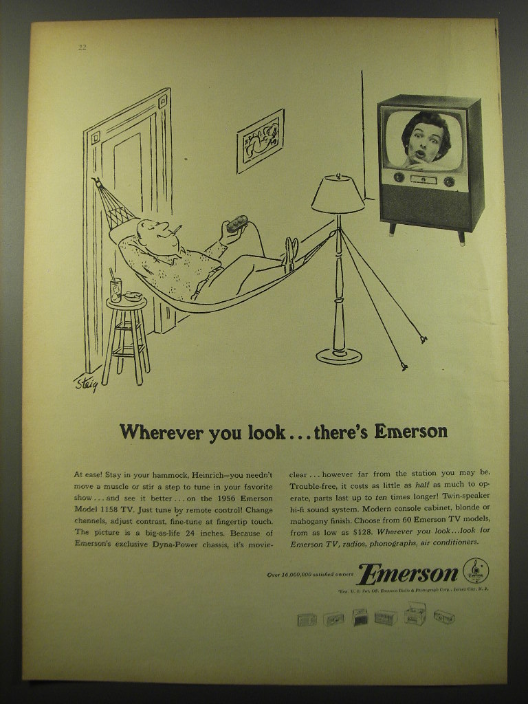 1955 Emerson Model 1158 TV Advertisement - cartoon by William Steig ...