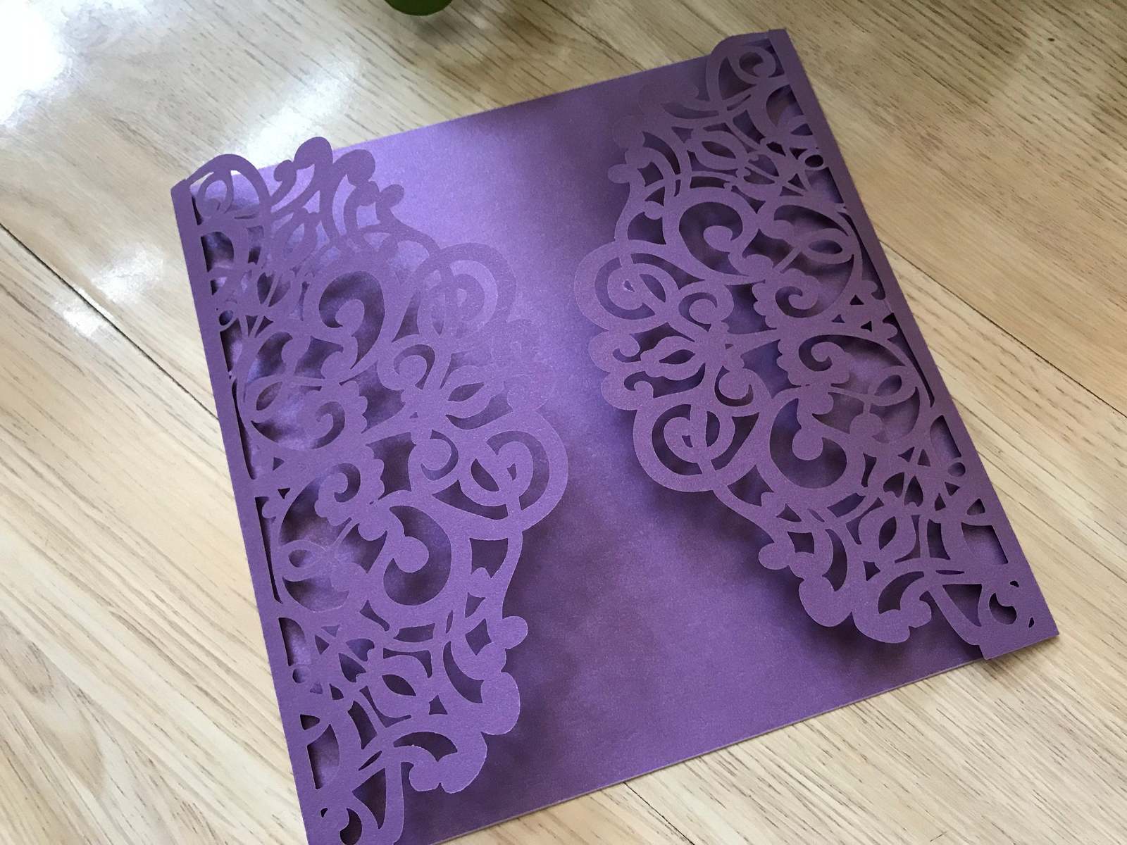 50pcs Purple Laser Cut Wedding Invitations,custom Laser Cut Wedding ...