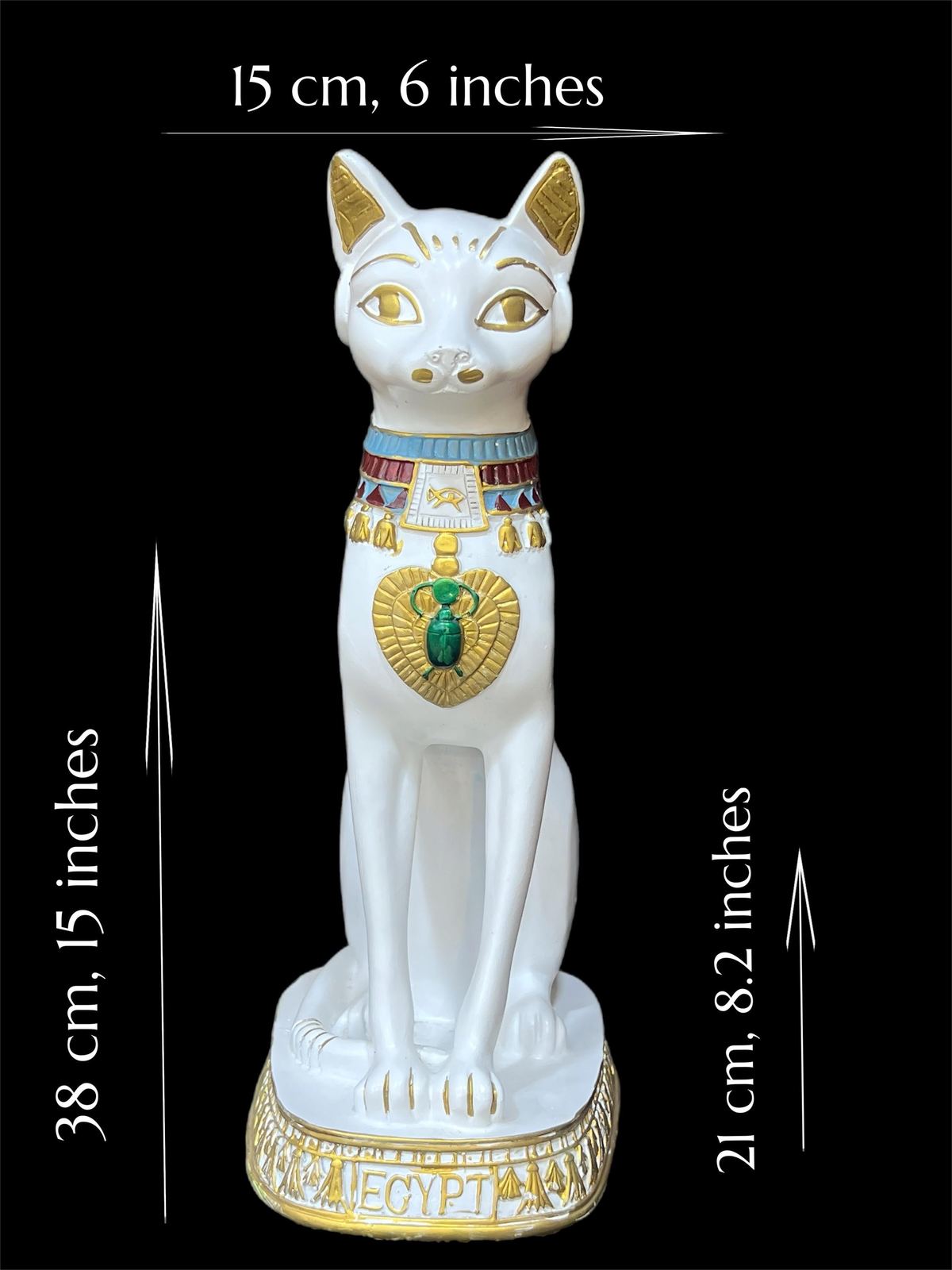 White stone goddess Bastet cat statue, Bastet handmade Figurine ...