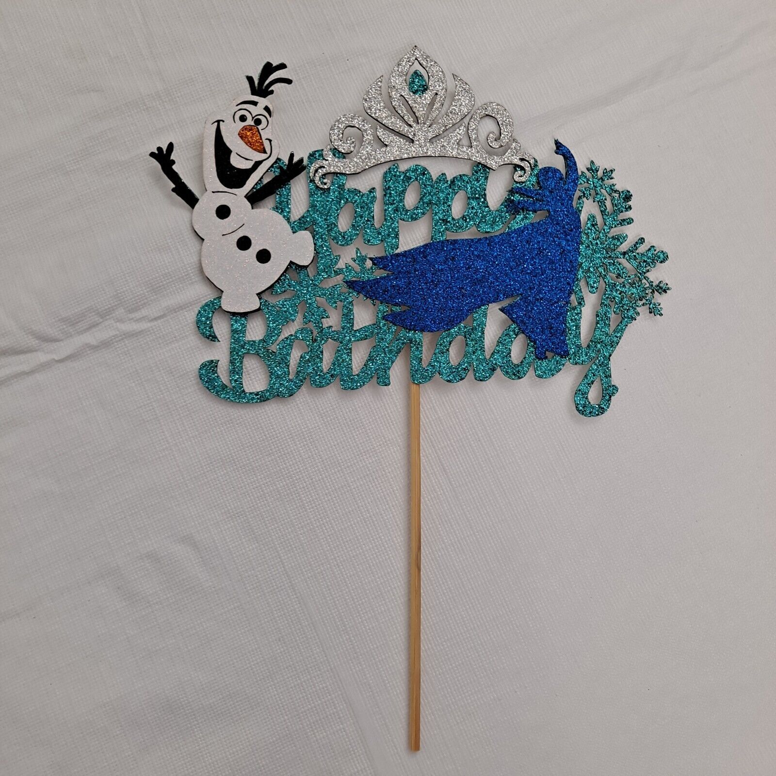 Happy Birthday Cake Topper Frozen Olaf Elsa - Candles & Cake Toppers