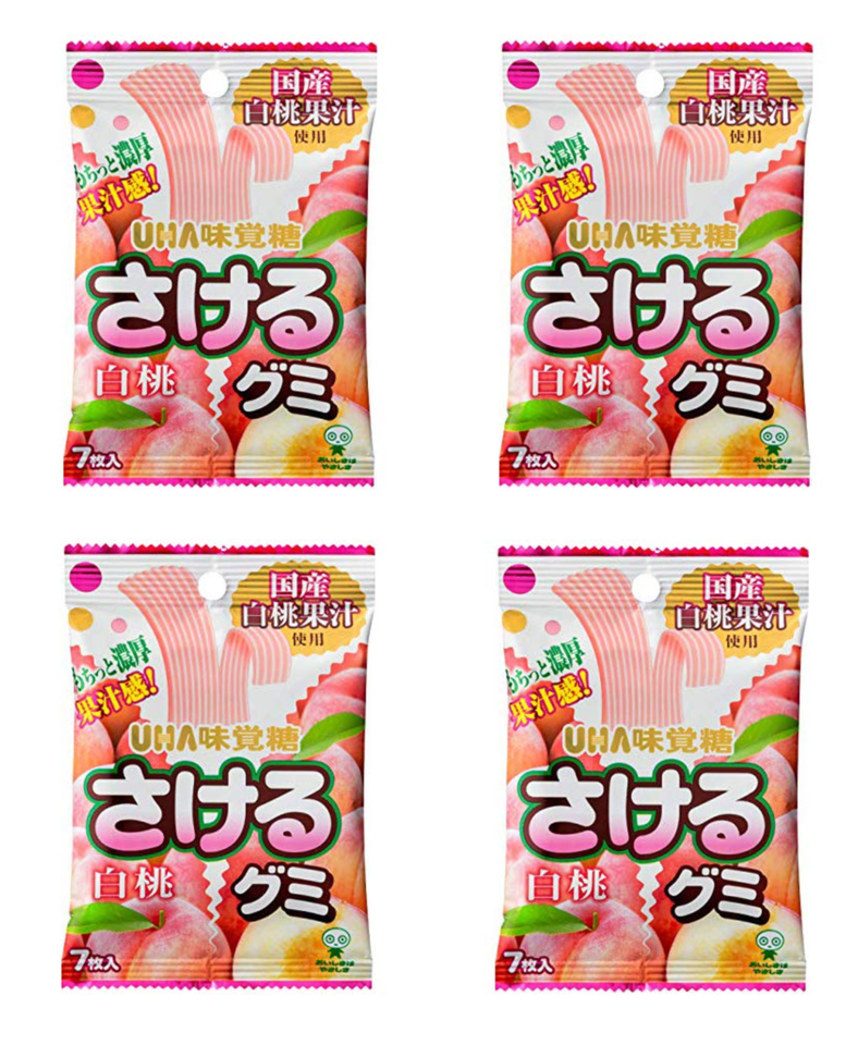 UHA Mikakuto Sakeru White Peach Gummy Candy 7 Pieces 32.9g - Pack of ...
