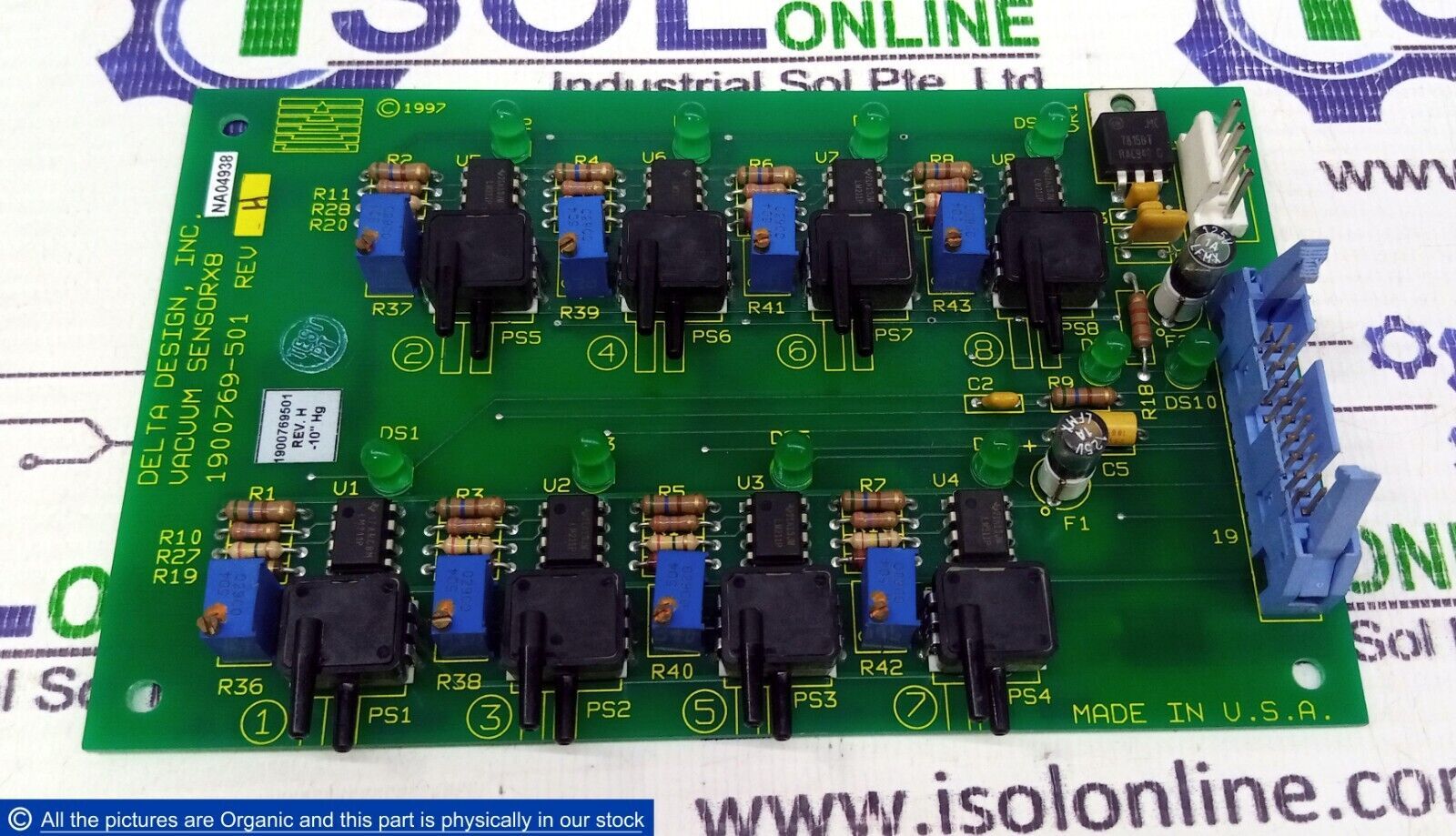 Delta 1900769-501 Rev. H Vacuum SensorX8 Board PCB 1900770-401 Rev. B ...
