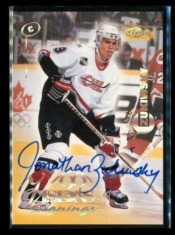 Vintage 1996 CLASSIC VISIONS AUTOGRAPH Hockey Card JONATHAN ZUKIWSKY ...