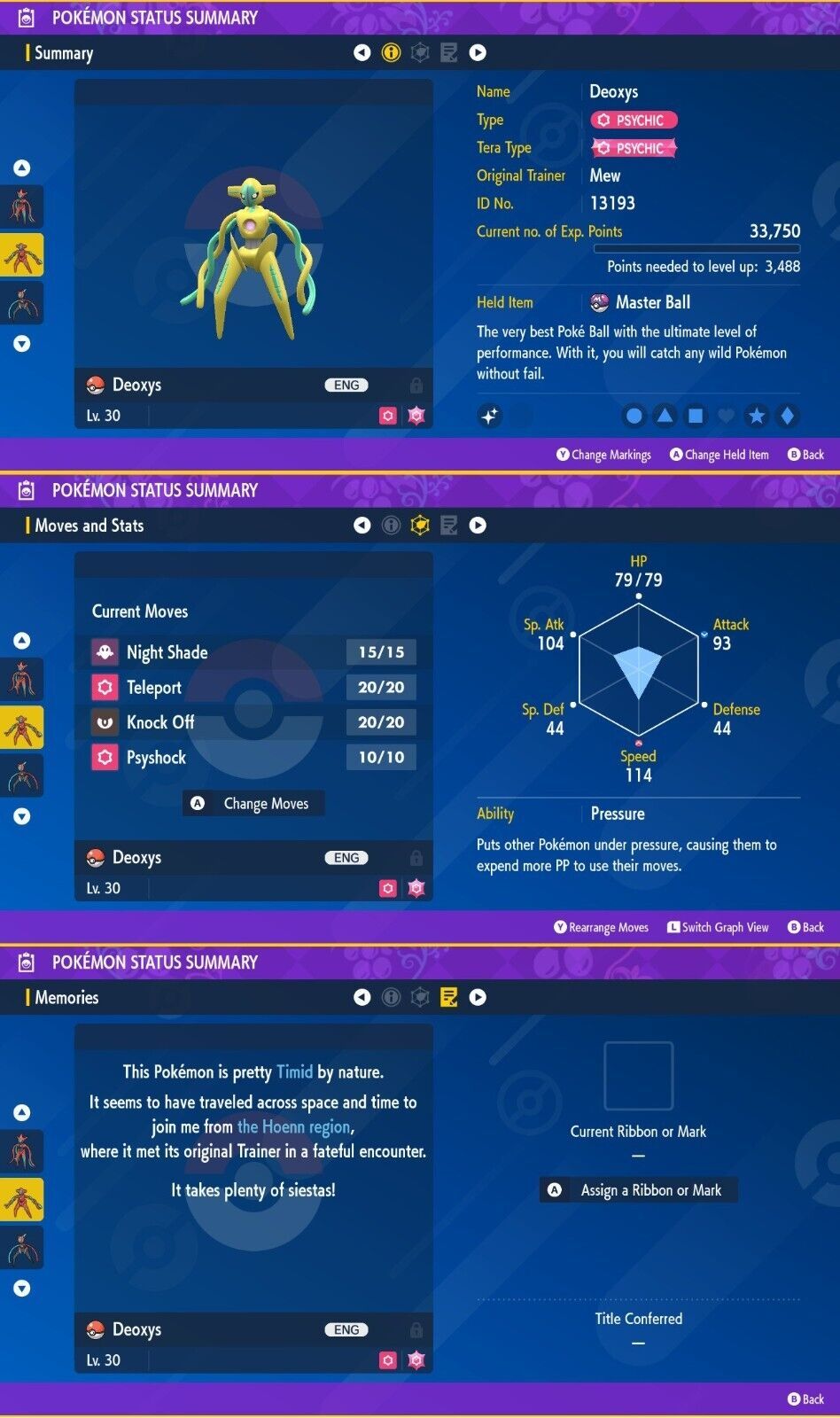 Shiny 6IV** XXXL Birth Island Deoxys Events Any/All Forms Pokemon ...