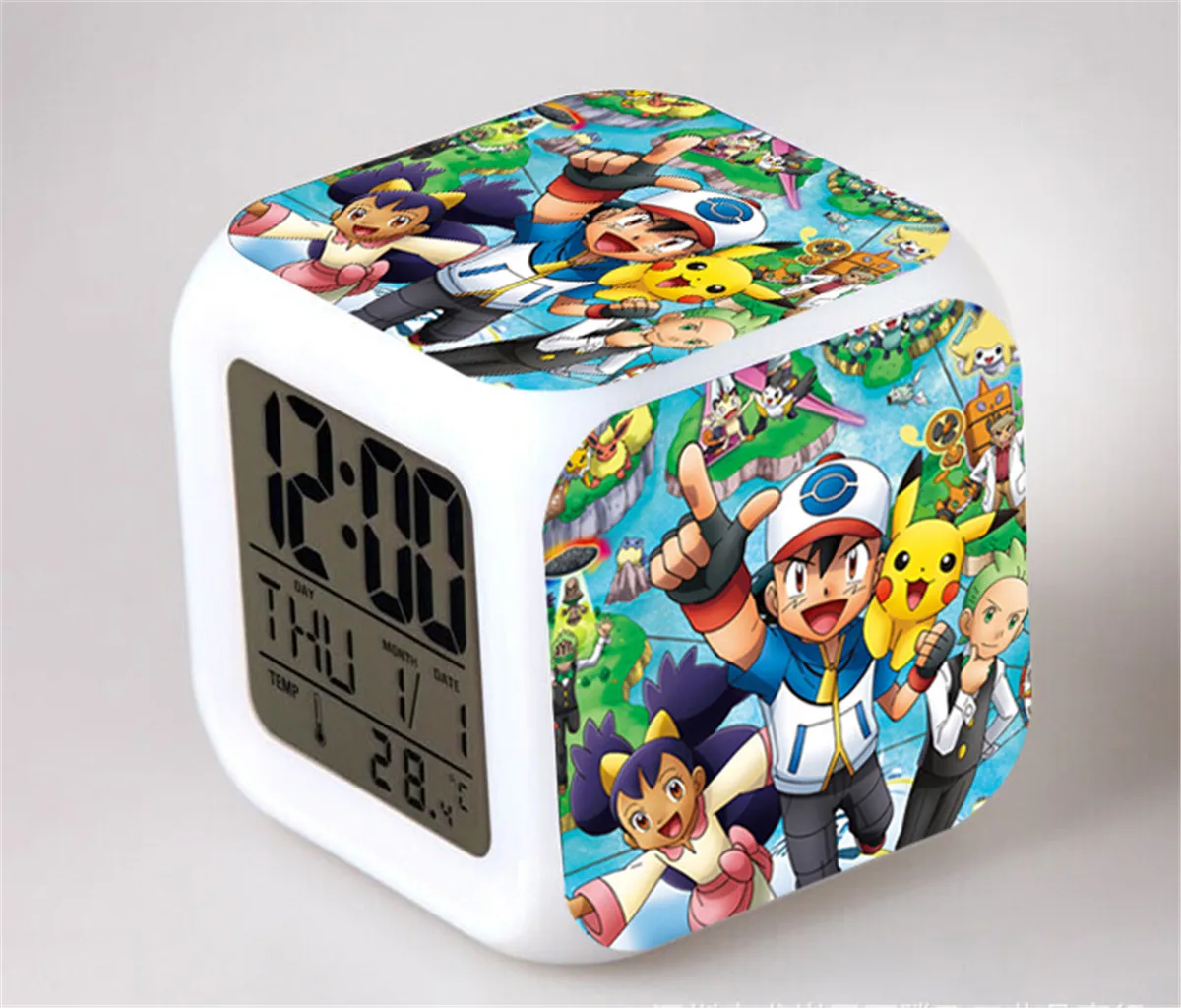Anime Pokemon Alarm Clock Pikachu LED Kawaii Pocket Monster Figure ...