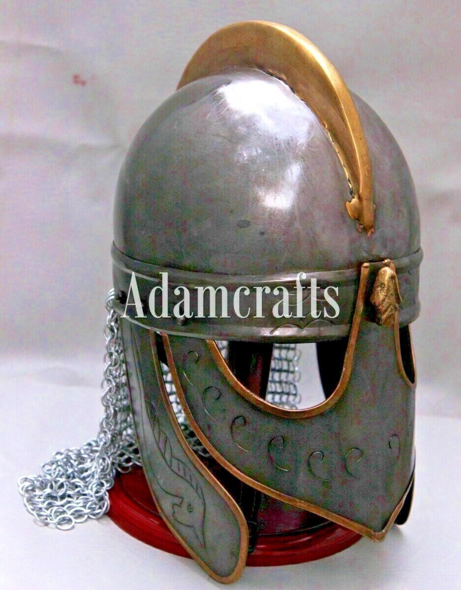 Medieval Chainmail Handcrafted Solid Steel Armor Helmet For Ready to ...