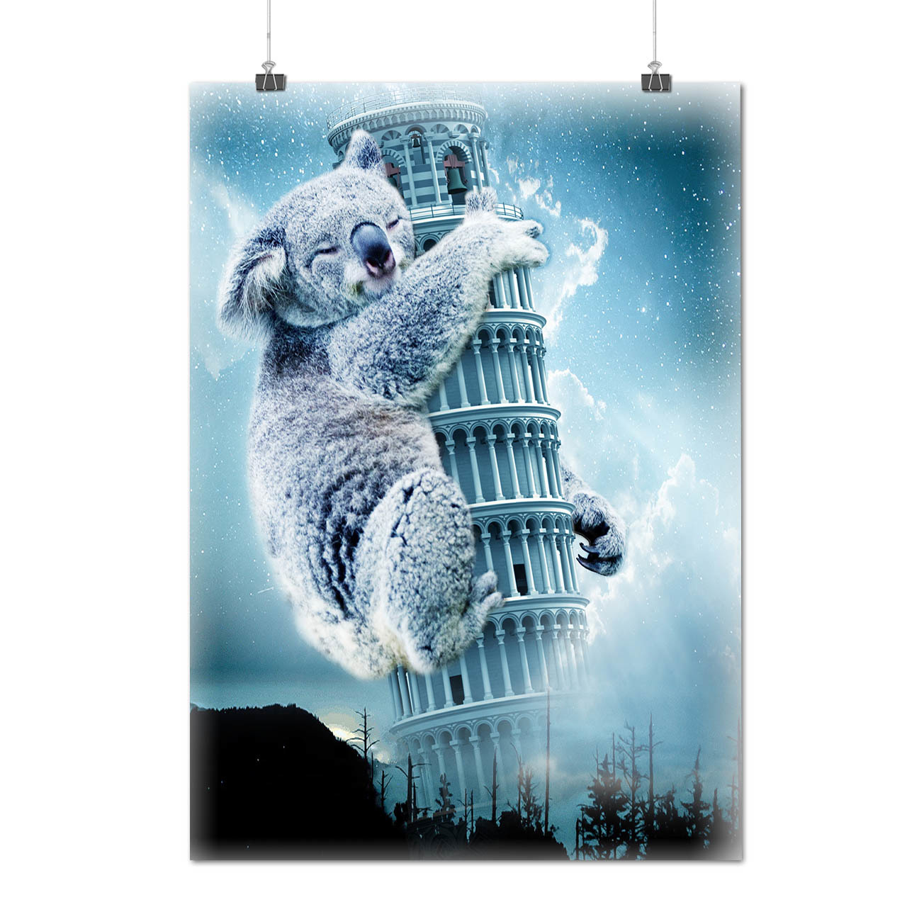 Italy Koala Pisa Animal Italy Funny Matte/Glossy Poster A0 A1 A2 A3 A4 ...