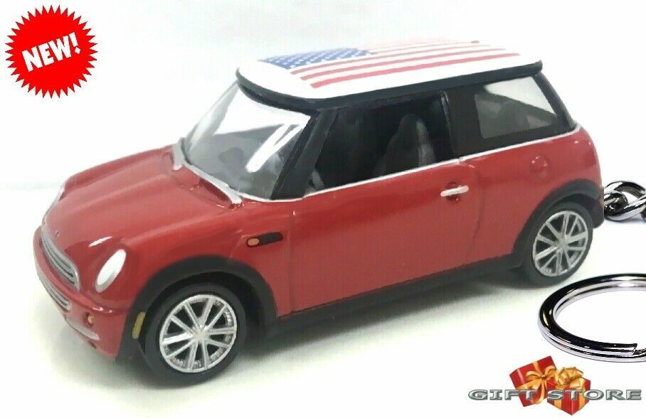 VERY RARE KEY CHAIN RED USA FLAG TOP BMW MINI COOPER NEW CUSTOM LIMITED ...