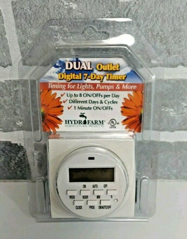 HydroFarm Autopilot Dual Outlet 7-Day Grounded Digital Programmable ...