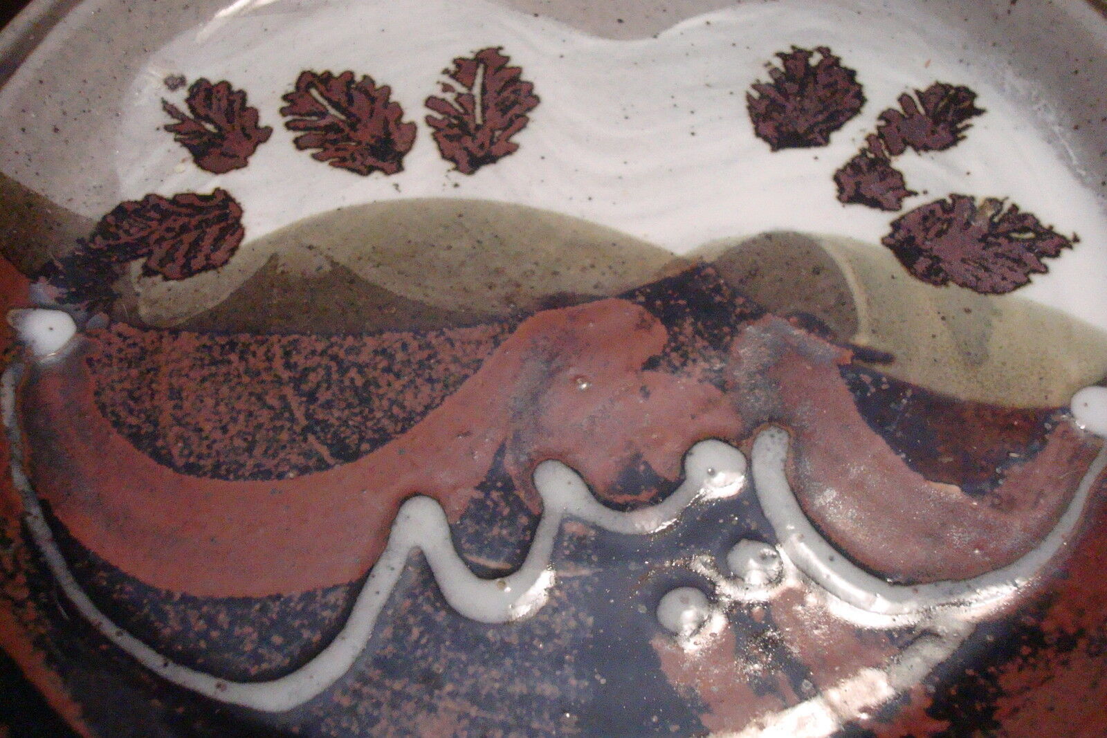 Pottery EARTH TONES stoneware Platter brown glazed signed DRAKE - Vases