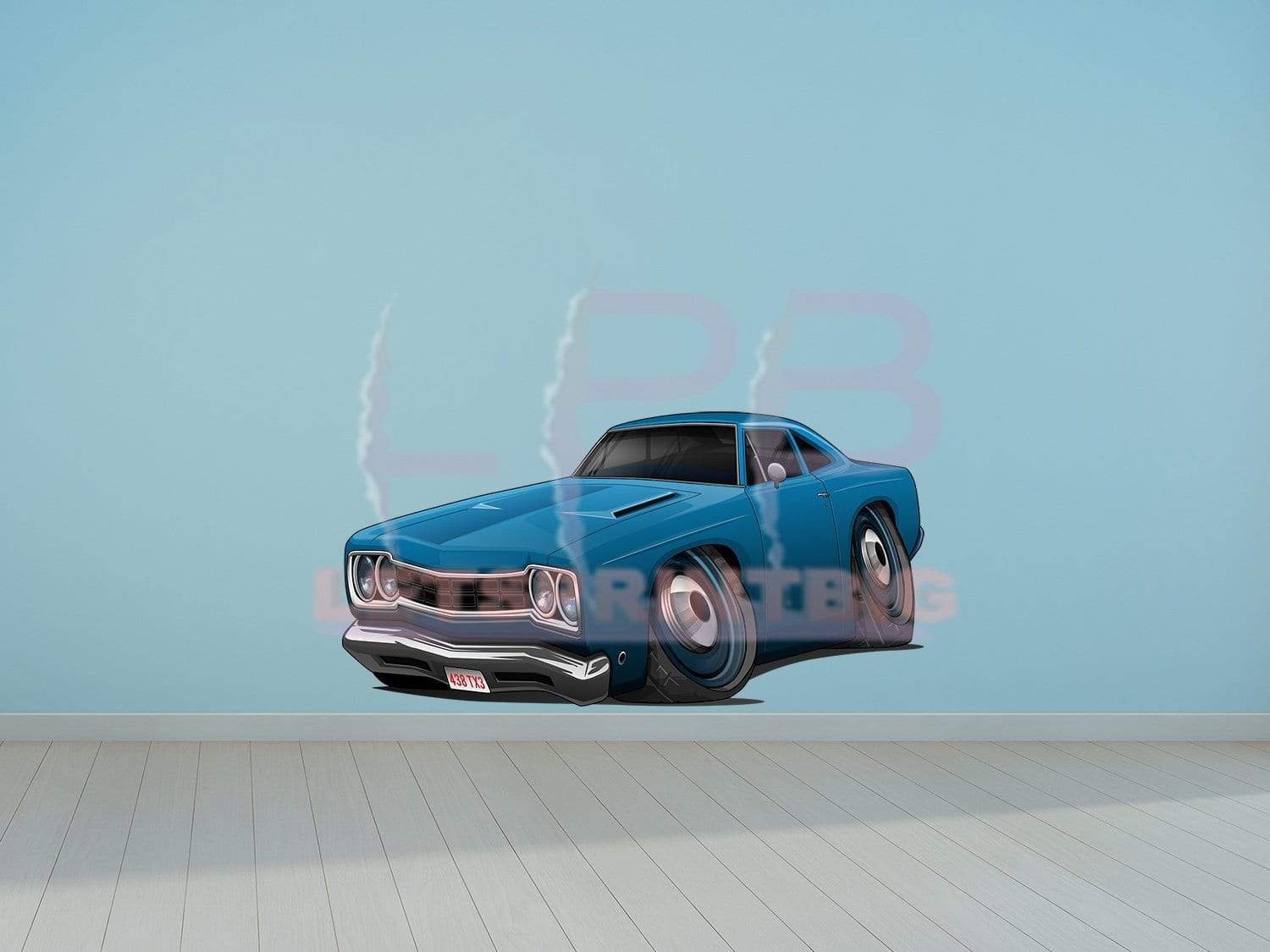 1968 Blue Plymouth Roadrunner Car Art Wall Decal - Decals, Stickers ...