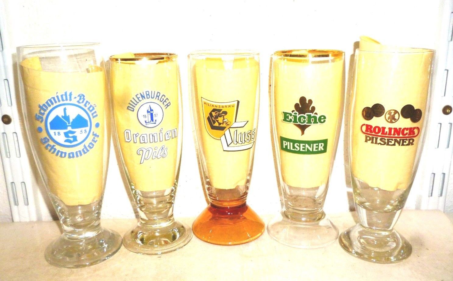 5 Schmidt Dillenburg Cluss Eiche Rolinck German Beer Glasses - Germany
