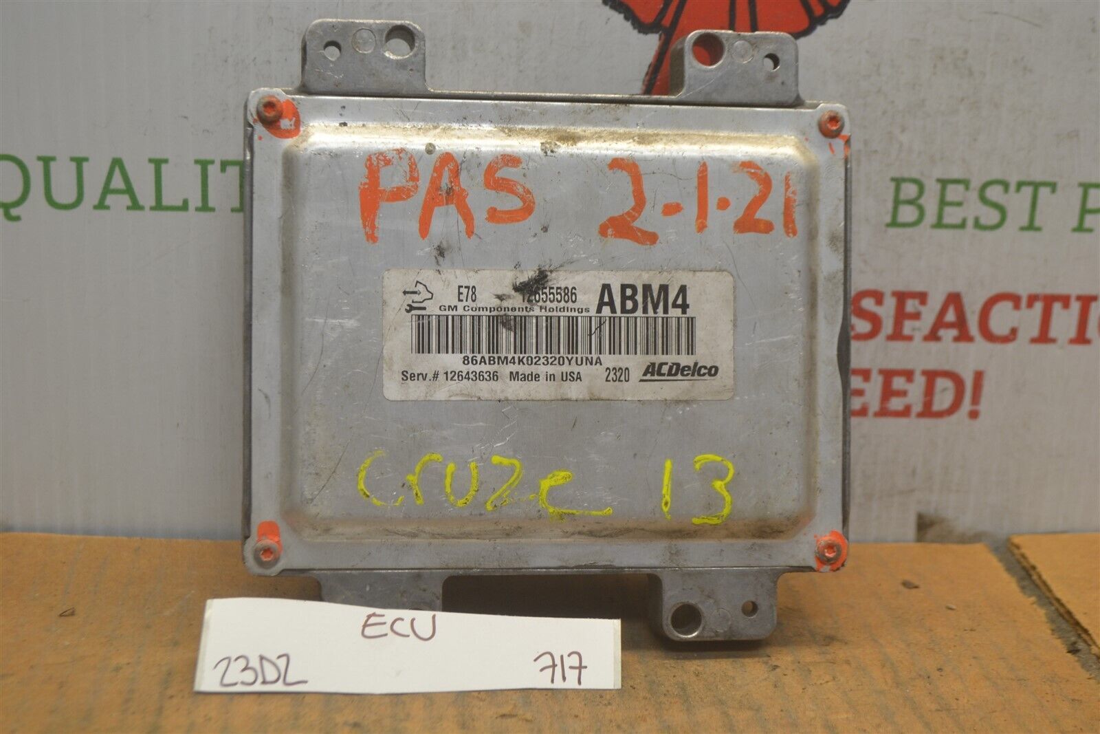 12-16 Chevrolet Cruze Engine Control Unit ECU 12643636 Module 717-23D2 ...
