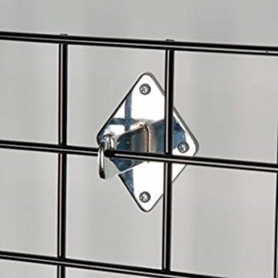 Gridwall Wall Mount Bracket - Grid Panel Mounting Brackets -Chrome - 12 ...