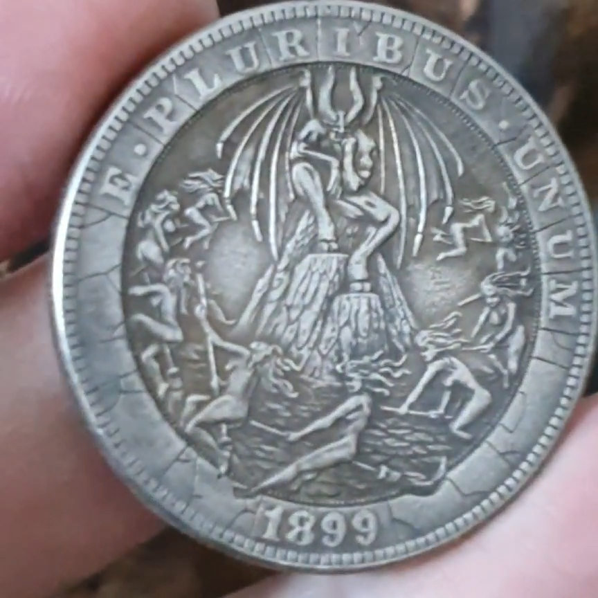 Lucifer Coin Coven of Witches Satanic Devil Occult Magic Fantasy Myth Hobo Coin - Other