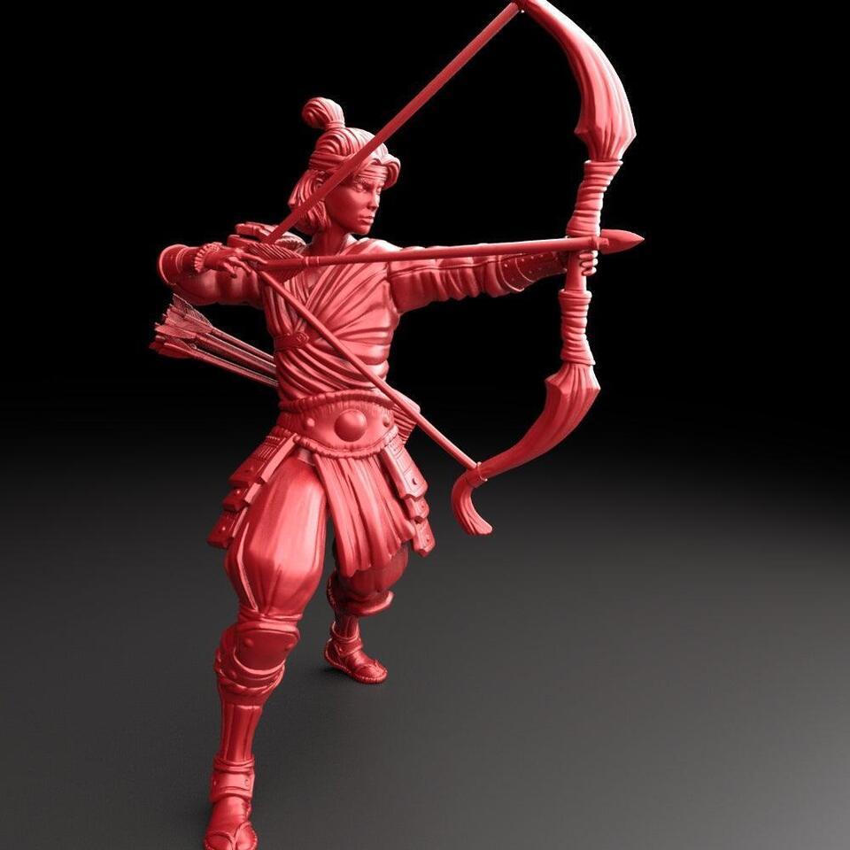 3D Printed Bestiary Vol. 5 Nafarrate - Archer Samurai 32mm Ragnarok D&D ...