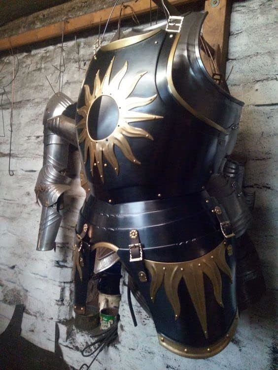 Black Knight Half Suit of Armor SCA LARP Medieval Decorative Armour Set ...