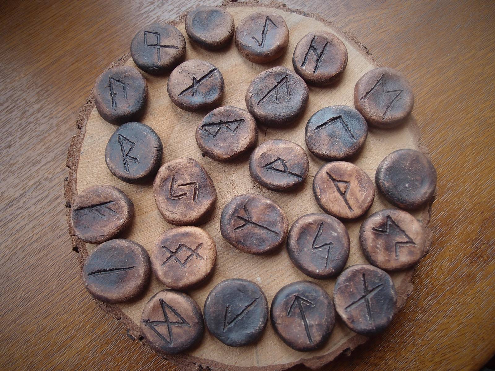 Ceramic Rune Set in leather pouch, full Elder Futhark Alphabet, Norse ...