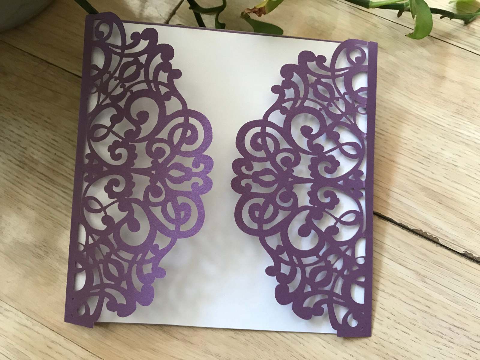 50pcs Purple Laser Cut Wedding Invitations,custom Laser Cut Wedding ...