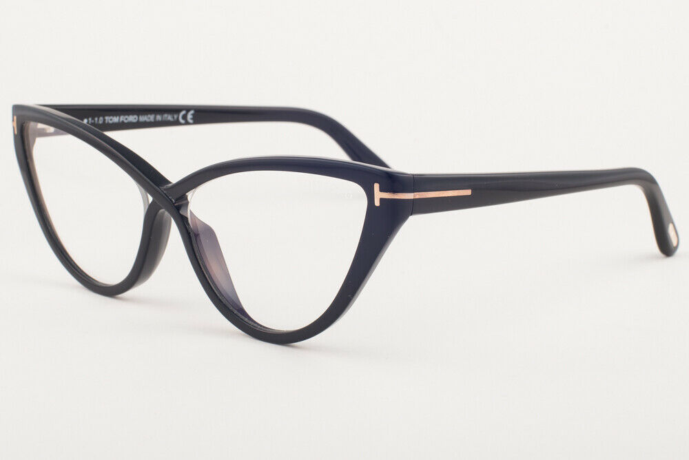 Tom Ford 5279 001 Shiny Black / Blue Block Eyeglasses TF5279 001 56mm ...
