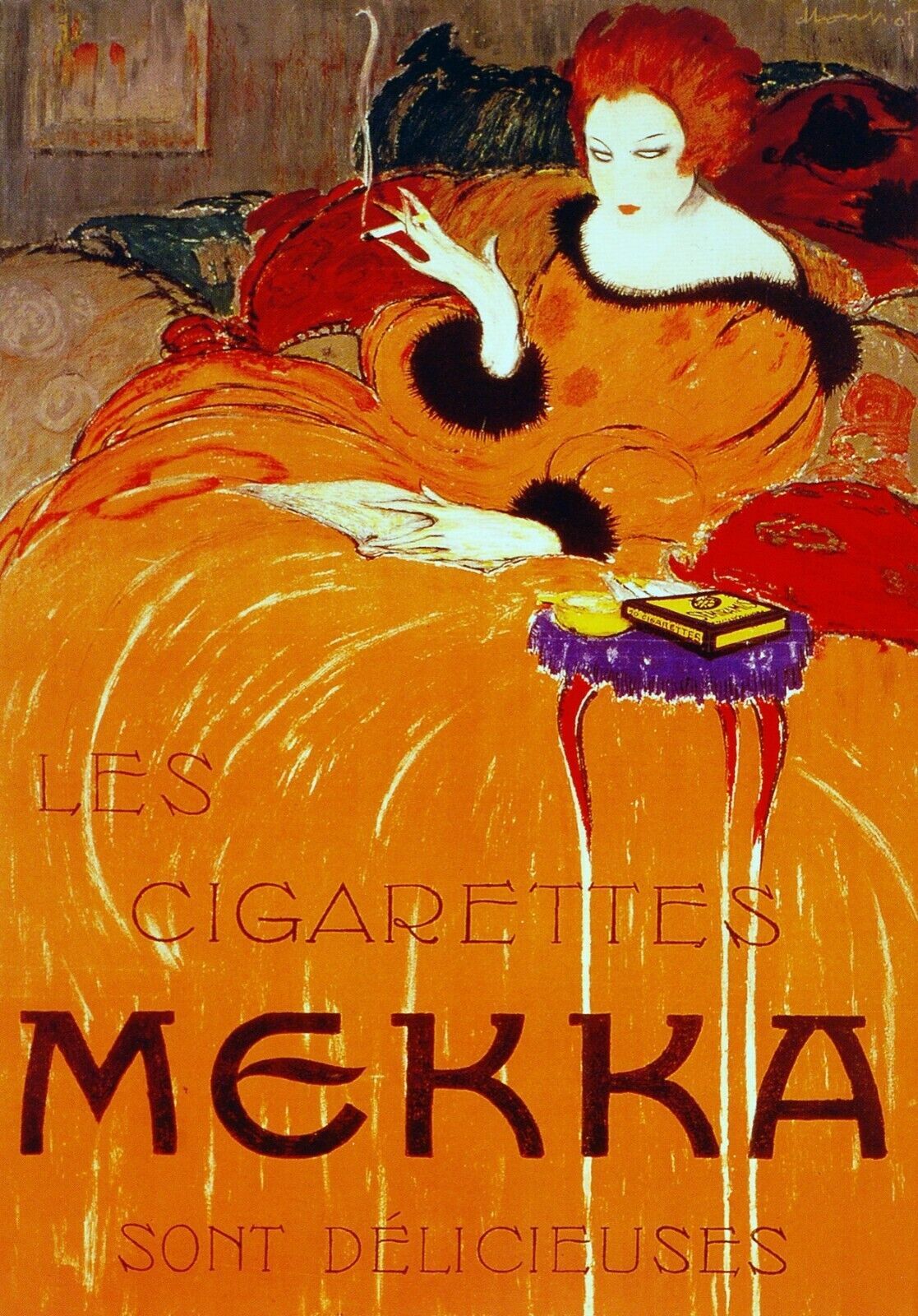 2893.Les Cigarettes Mekka POSTER.French Cigar Room art Nouveau wall ...
