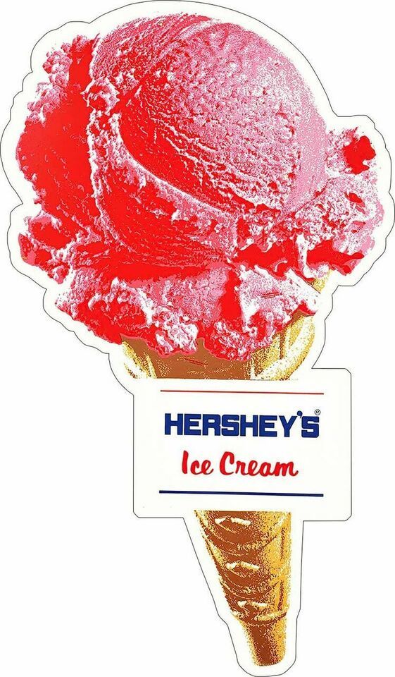 Hershey's Ice Cream Cone Advertisement Metal Sign - Plaques & Signs