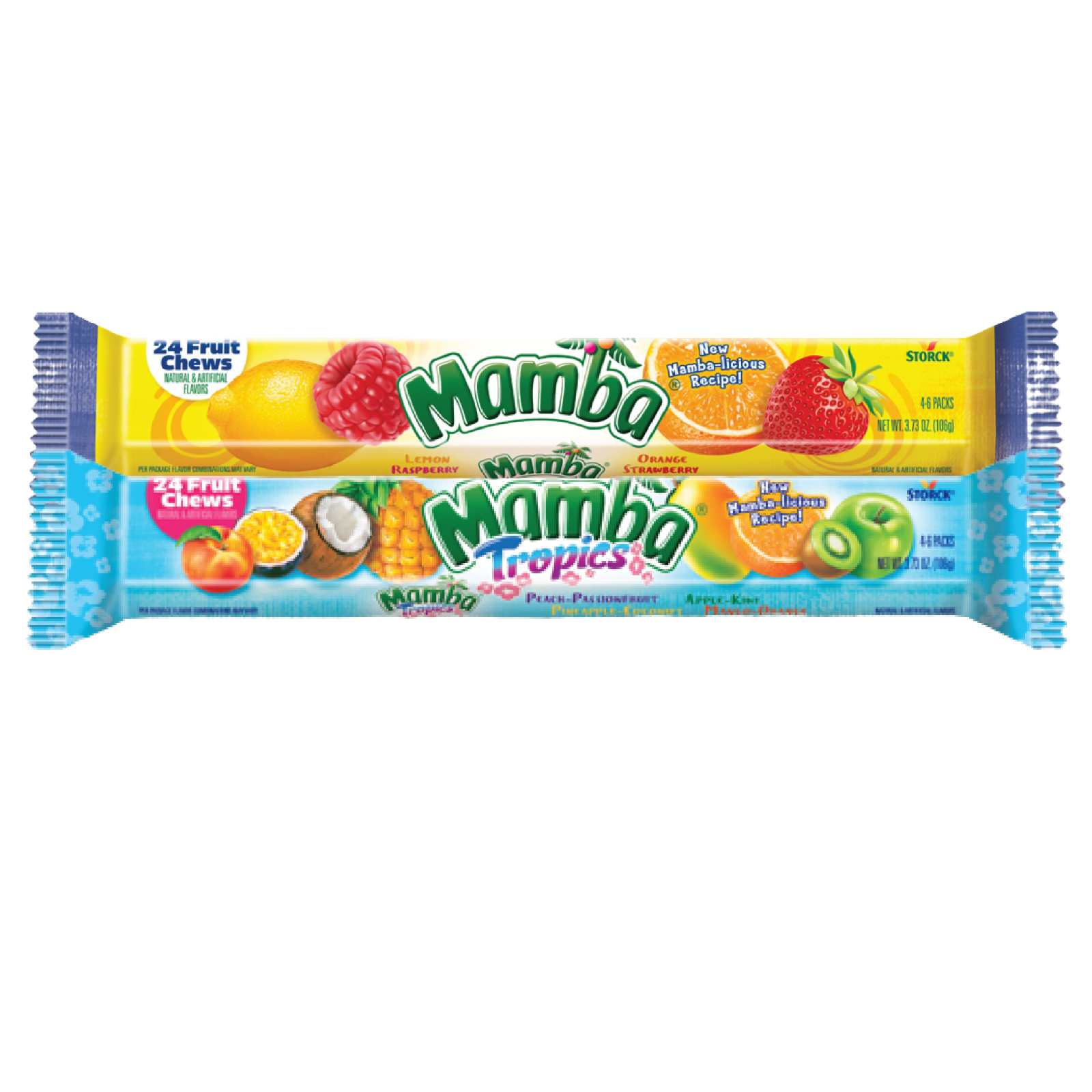 Mamba Variety Flavor Fruit Chews Candy | 24 Chews Per Pack | Mix ...