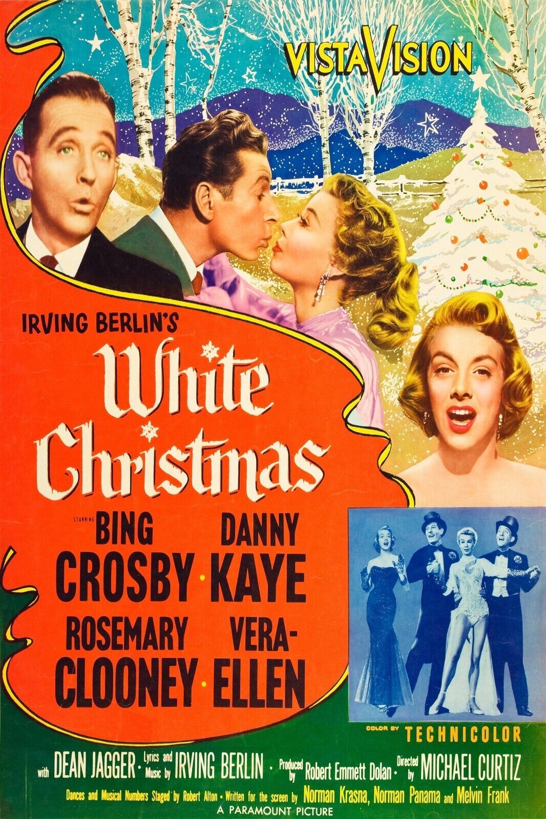 1954 White Christmas Movie Poster Bing Crosby Danny Kaye Clooney - Posters