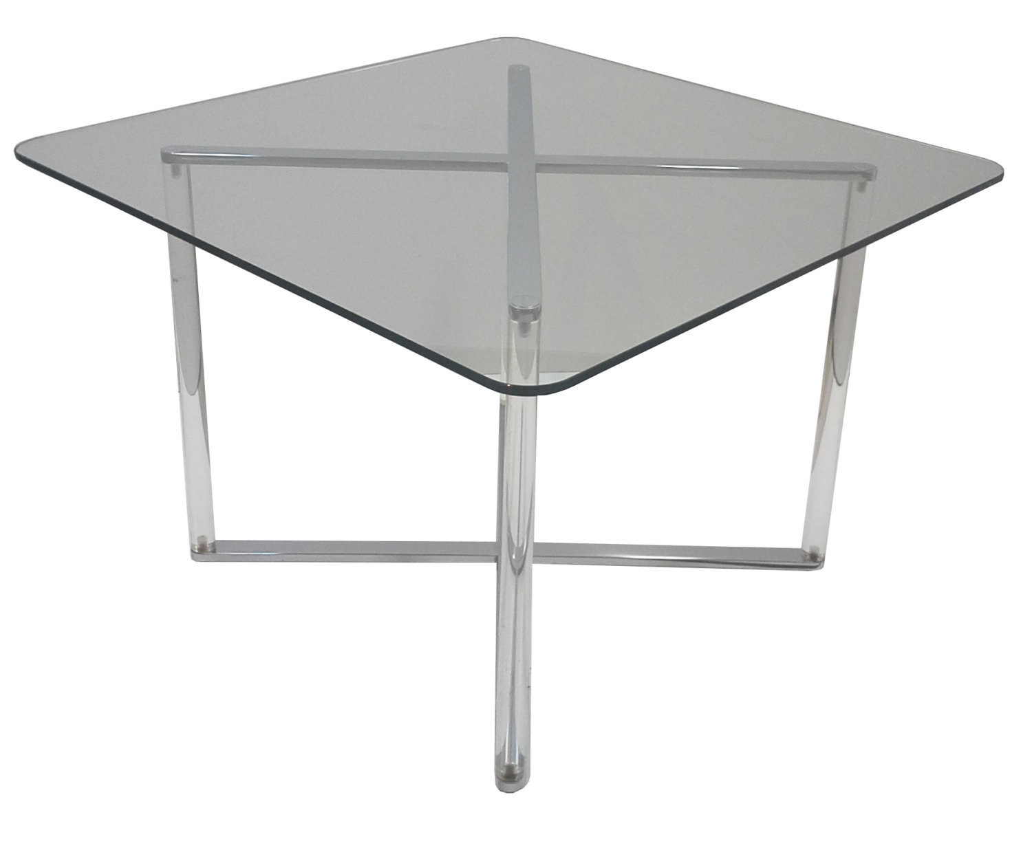 80s Chrome and Lucite Large Scale End Table Base Manner of Karl ...