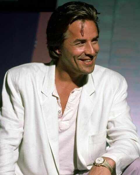 Don Johnson in his signature white jacket & shirt Miami Vice 8x10 inch ...