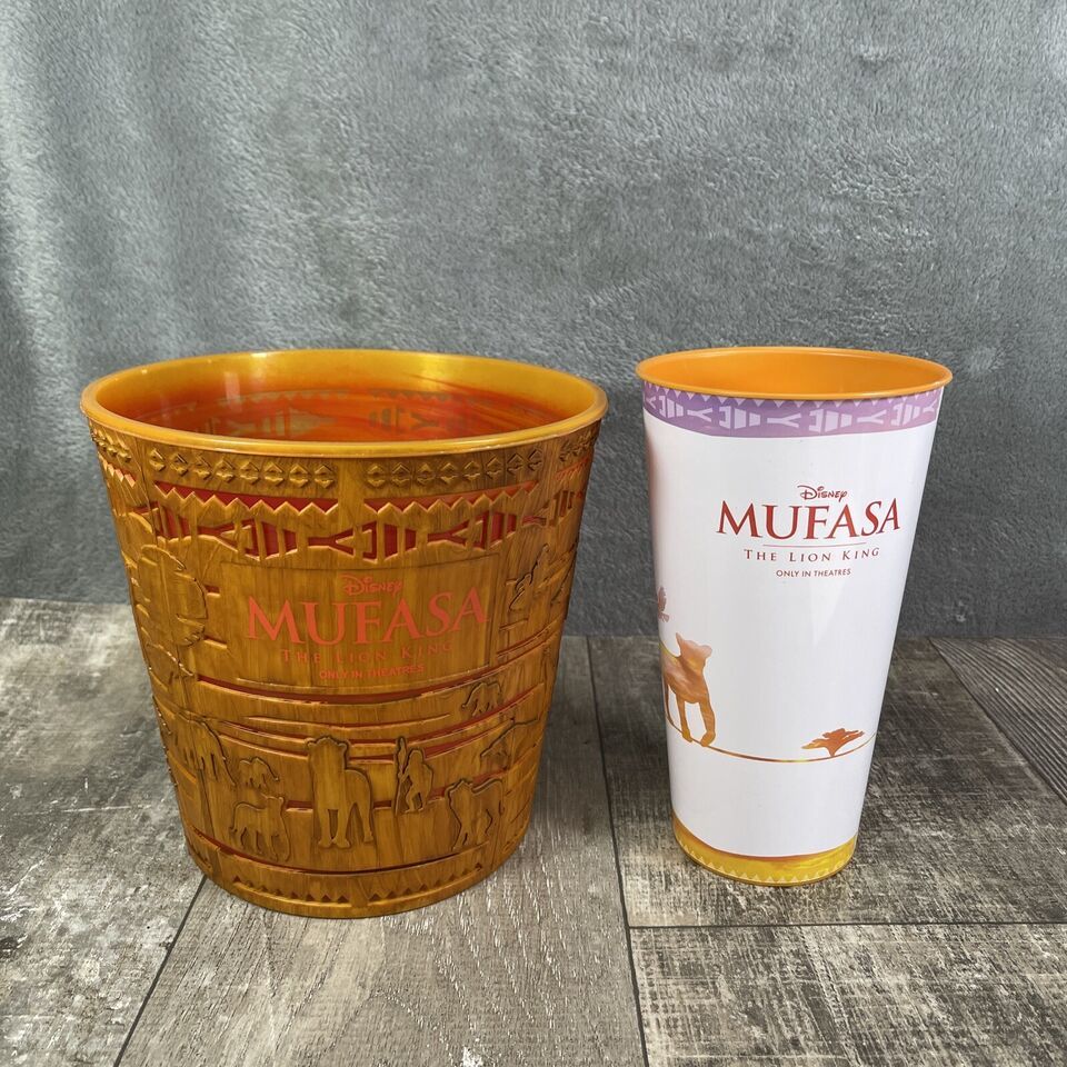 AMC Disney MUFASA The Lion King Popcorn Bucket (Lights Up) AND Drink ...