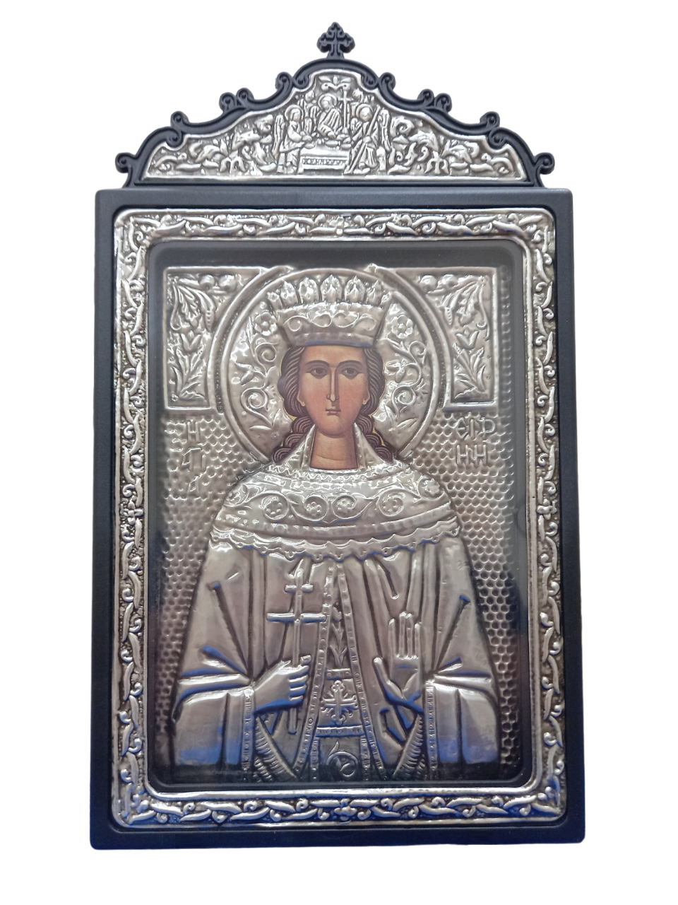 Saint Irene Traditional Greek Orthodox Frame Glass Engraved Metal Icon ...