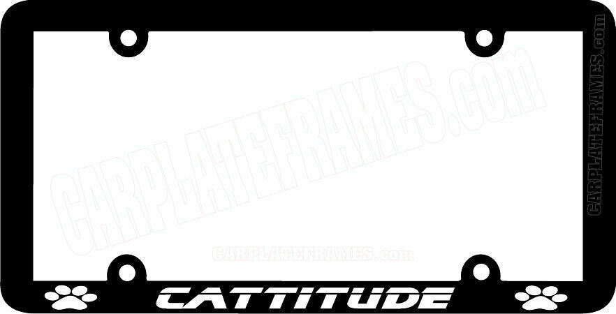 THIN FRAME CATTITUDE paw print funny meow cat License Plate Frame ...