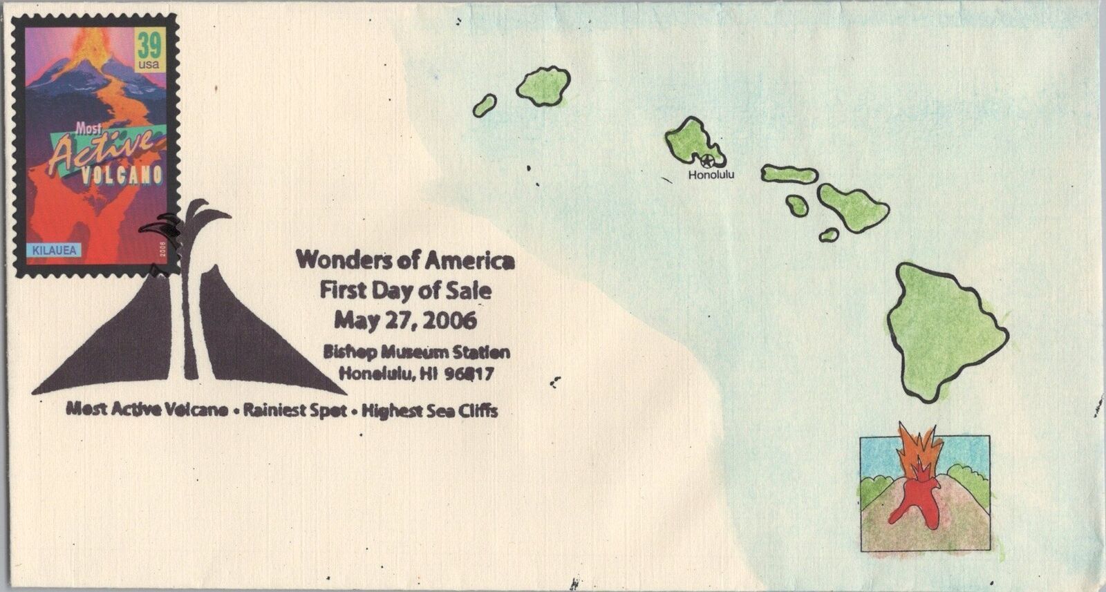 ZAYIX - US 4067 SMB Cachets FDC Kilauea Volcano Bishop Museum Station ...