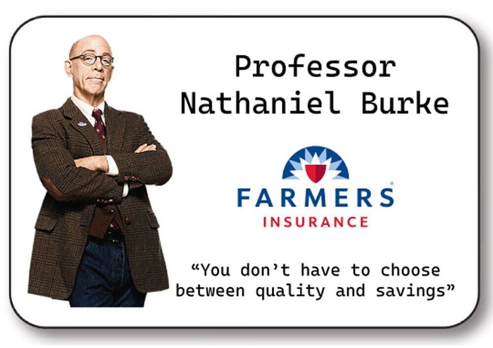 Professor NATHANIEL BURKE Farmers Insurance Commercial Pin Fastener ...