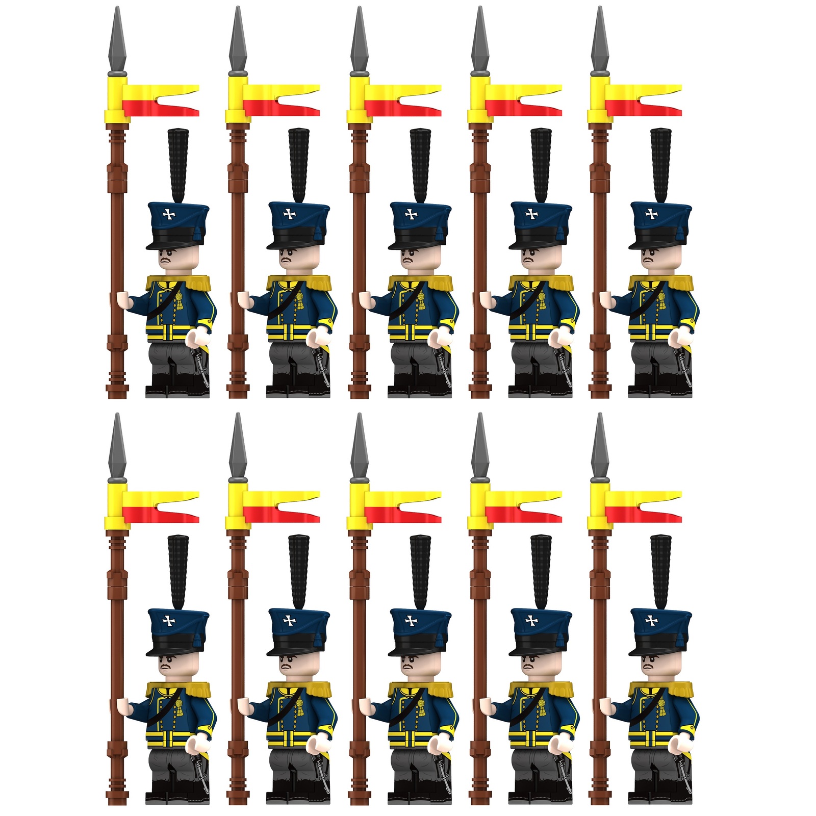 10pcs Napoleonic Wars Prussian army Silesian Uhlan Soldiers Minifigures ...
