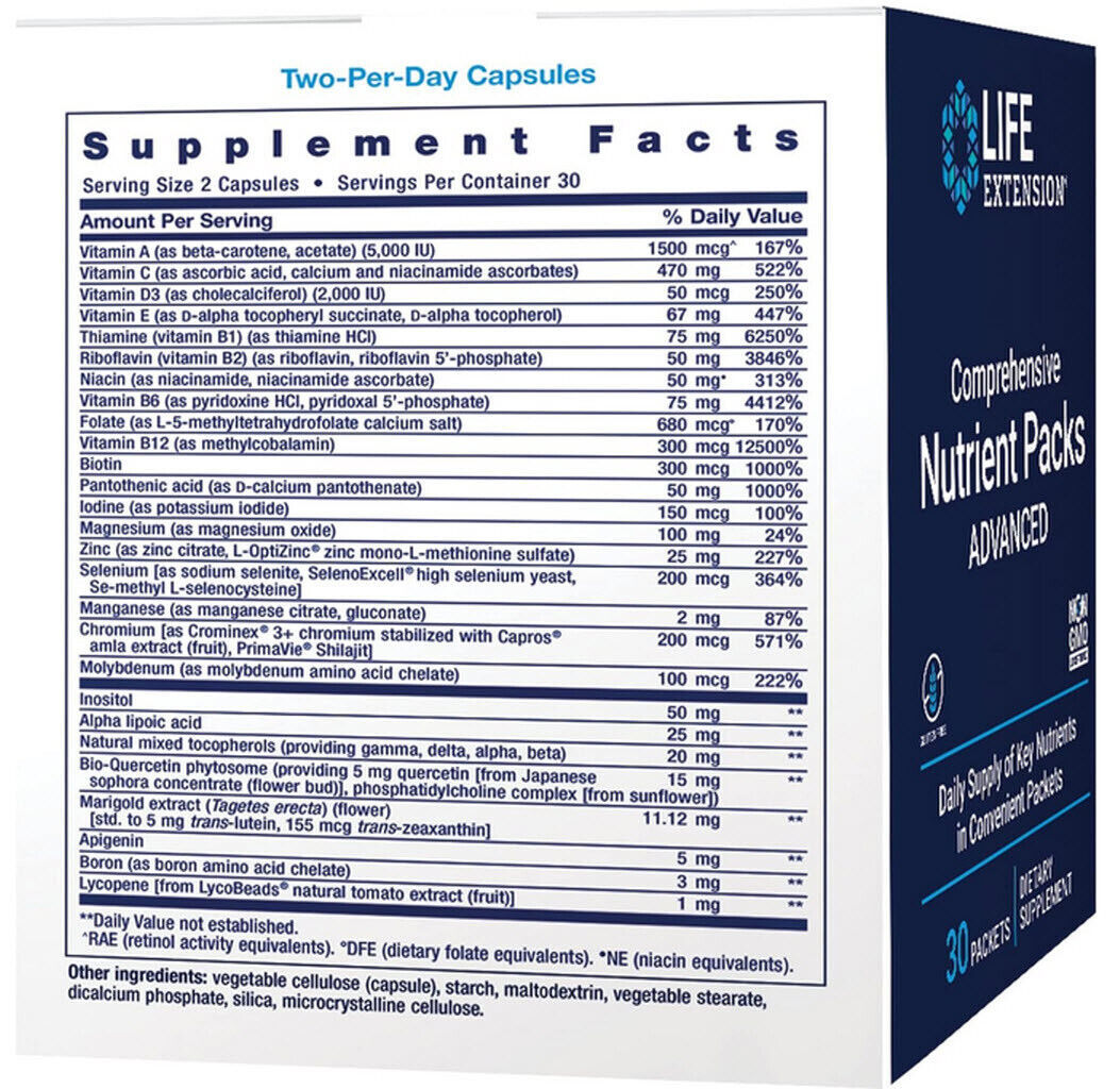 COMPREHENSIVE NUTRIENT PACKS ADVANCED MULTIVITAMIN 30 Packets LIFE ...